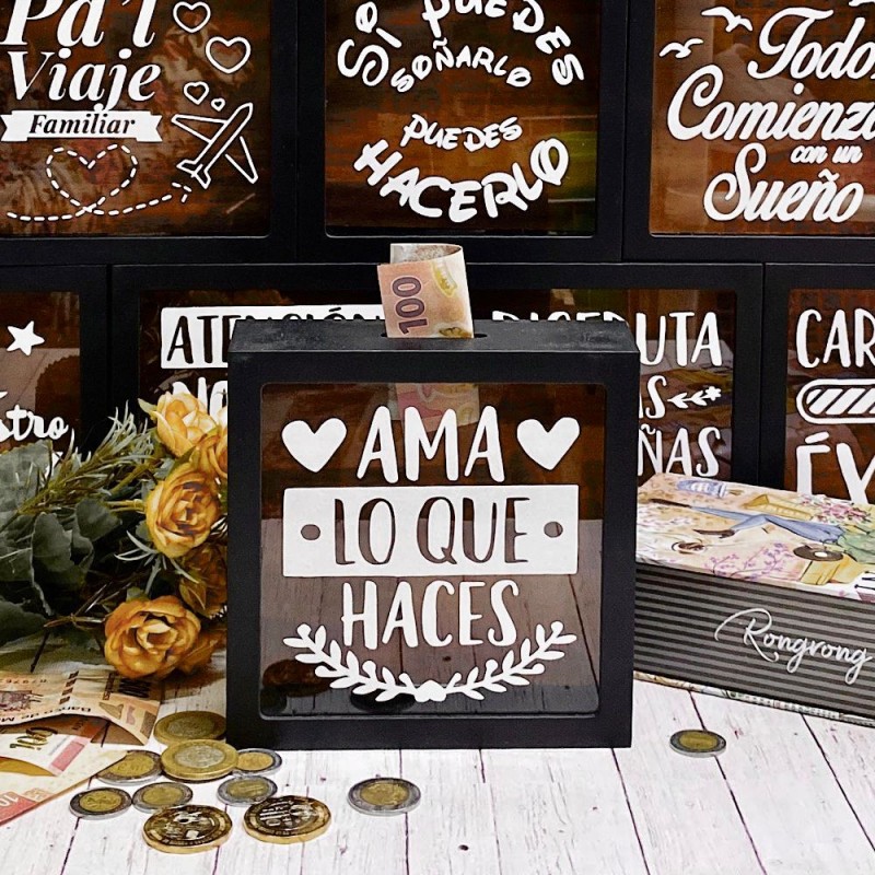 Alcancía con Frase Personalizable - 15 x 15 x 4.5 cm | Susana Rangel