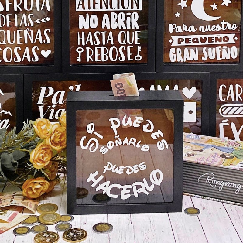 Alcancía con Frase Personalizable - 15 x 15 x 4.5 cm | Susana Rangel