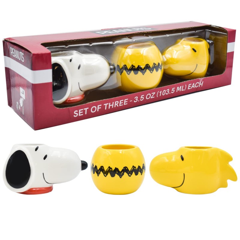 Juego de 3 Mini Tazas para Café - Estilo: Snoopy, Charlie & Woodstock ...